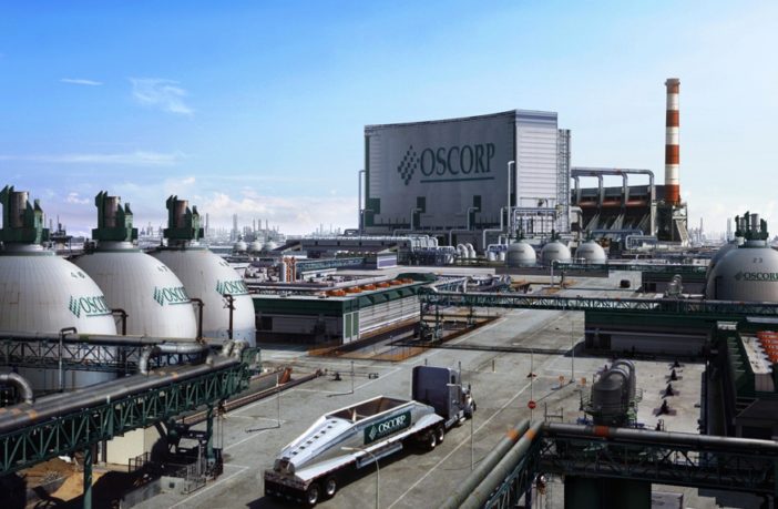 Oscorp Logo In Iron Man 3